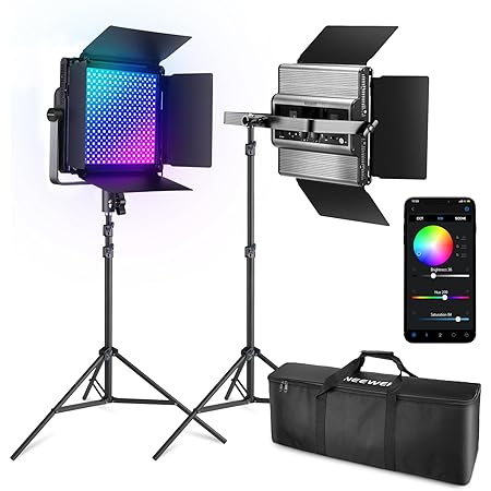 Amazon.com : NEEWER 2 Pack RGB1200 LED Video Light with APP/2.4G ...