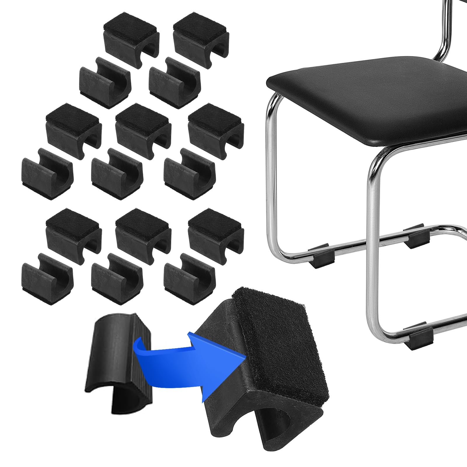 PATIKIL Rectangle U Shaped Chair Leg Tips Caps with Felt Pads, 16 Pack ...