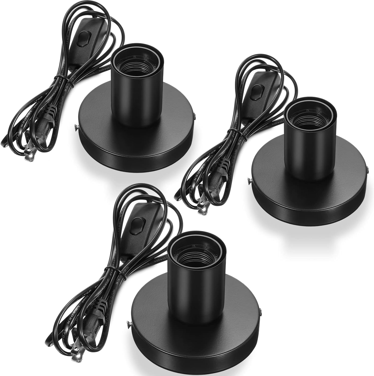 Tuanse 3 Pcs Metal Desktop Lamp Base E26 E27 Screw Light Bulb Holder ...