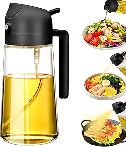 Dispensador de Aceite, 2 En 1 Aceitera de Cocina 470ml, Dispensador y Pulverizador de Aceite A ...