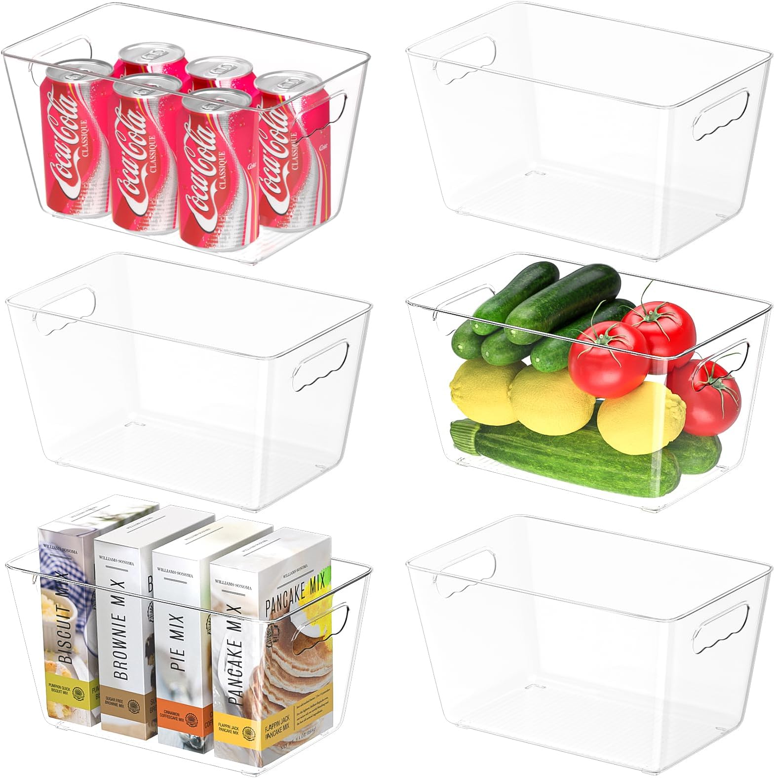 Amazon.com: Set of 4 Plastic Food Storage Organizer Bins - Divided ...