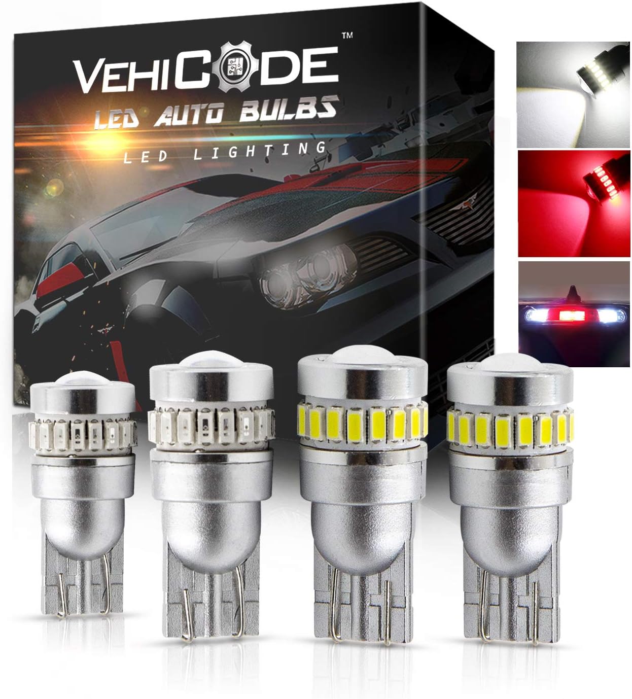 Amazon.com: VEHICODE 912 921 W16W T15 LED Bulb Red White Combo 12-18V ...