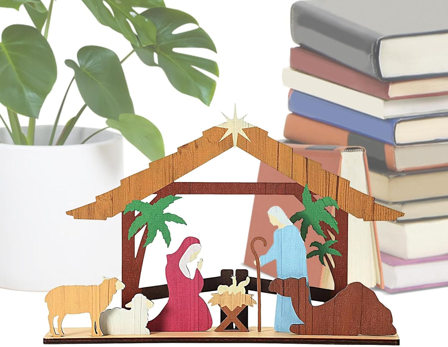 Nativity Table Decoration Wooden Nativity Set for Table Top Holy Family ...