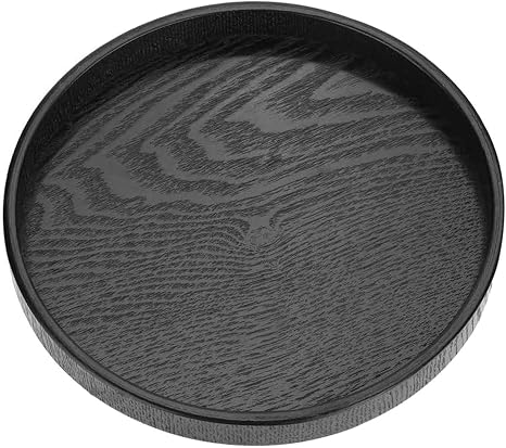 Amazon.com: Round Wood Serving Tray, Solid Wooden Decorative Tray Non ...