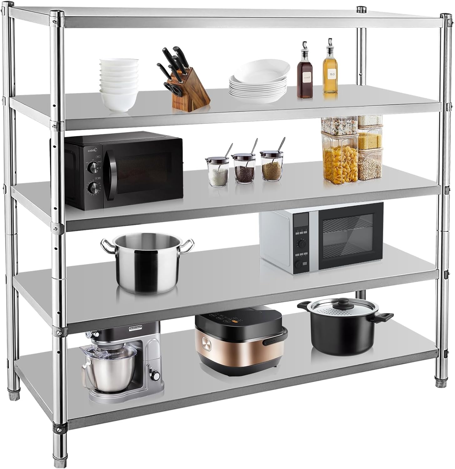 Amazon.com: Stainless Steel Shelves,60x19x72.5 in Storage Shelf 5-Tier ...