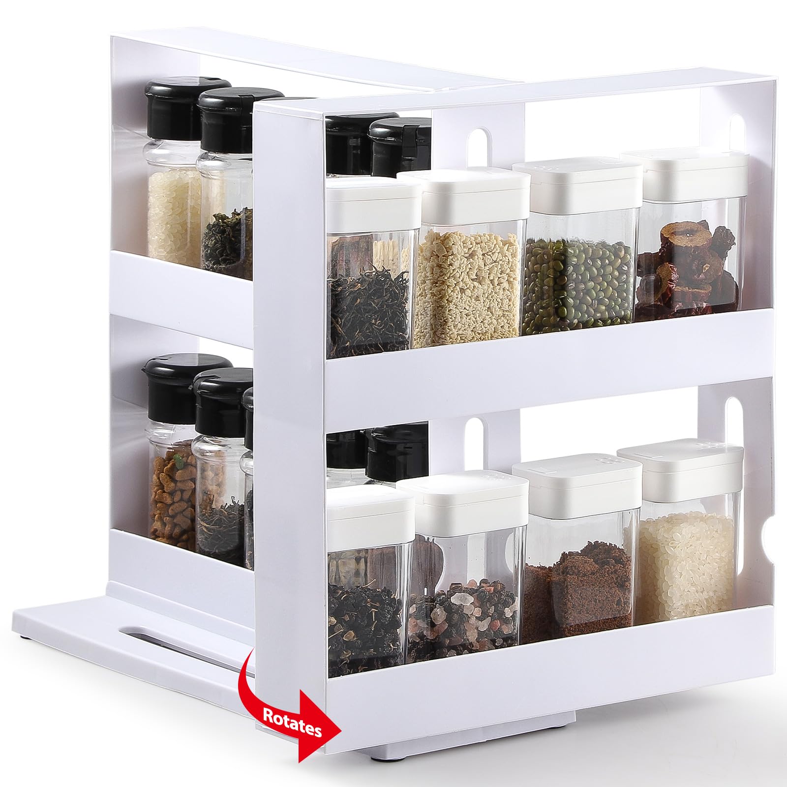Amazon.com: Sliding Spice Rack Organizer for Cabinet - Pull & Rotate ...