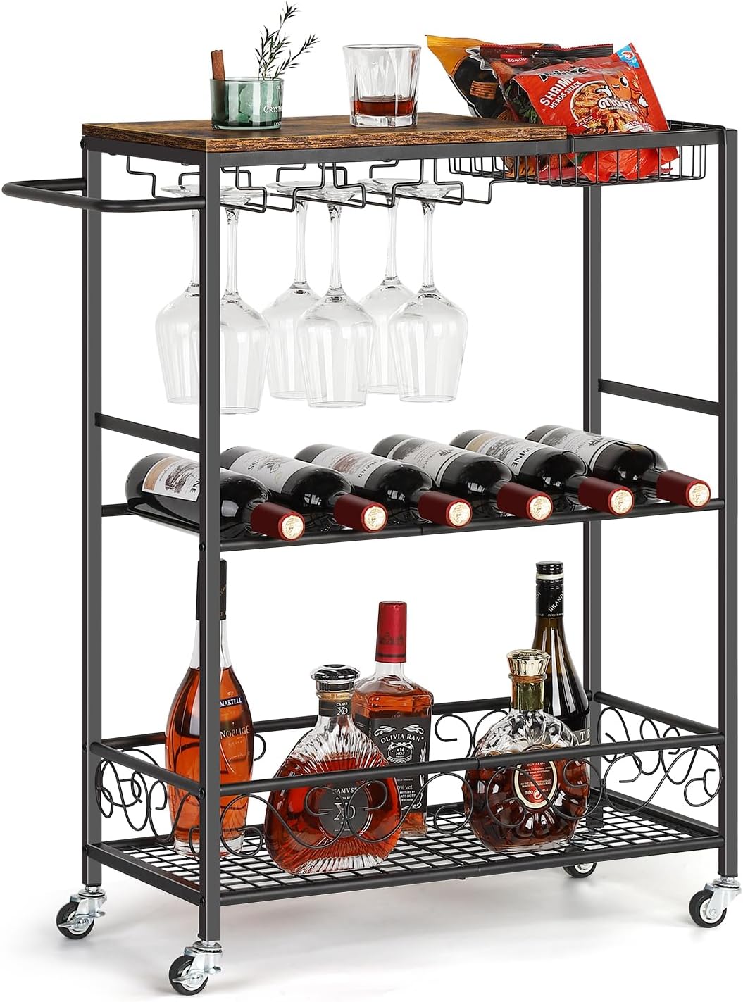 Amazon.com - Shinoske Bar Cart for The Home,Bar Cart with Wheels and ...