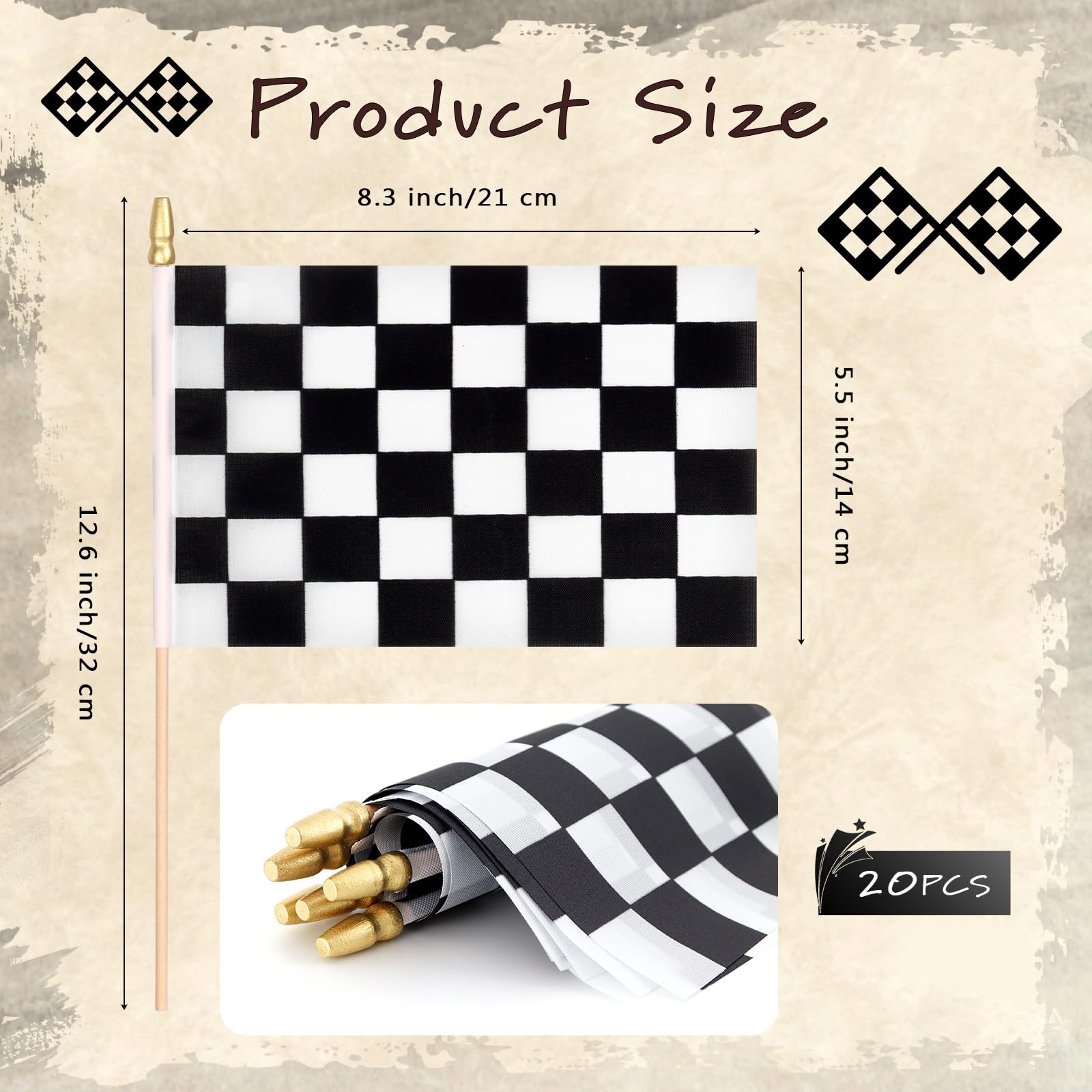 Snapklik.com : 20 Pcs Checkered Black And White Racing Car Flags, Small ...