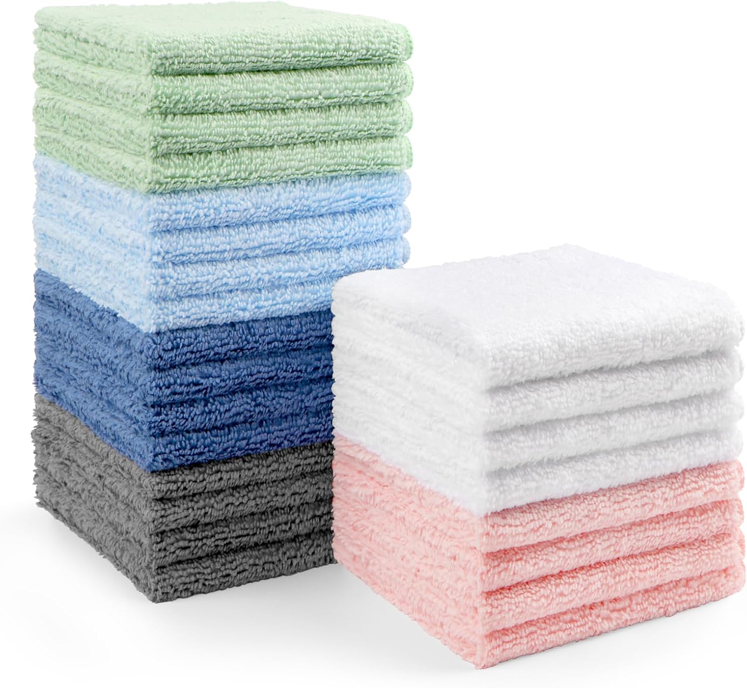 HOMEXCEL Microfiber Washcloths 24 Pack, Highly Absorbent and Soft Face ...