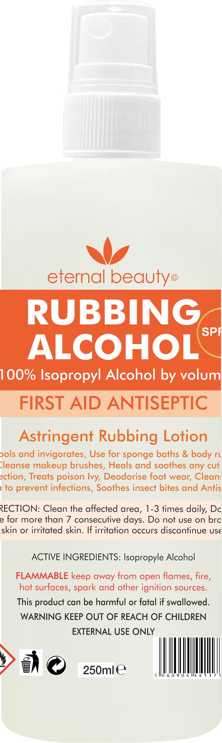 Rubbing Alcohol Spray 99.9% Isopropyl Alcohol by volume 250ml by ...