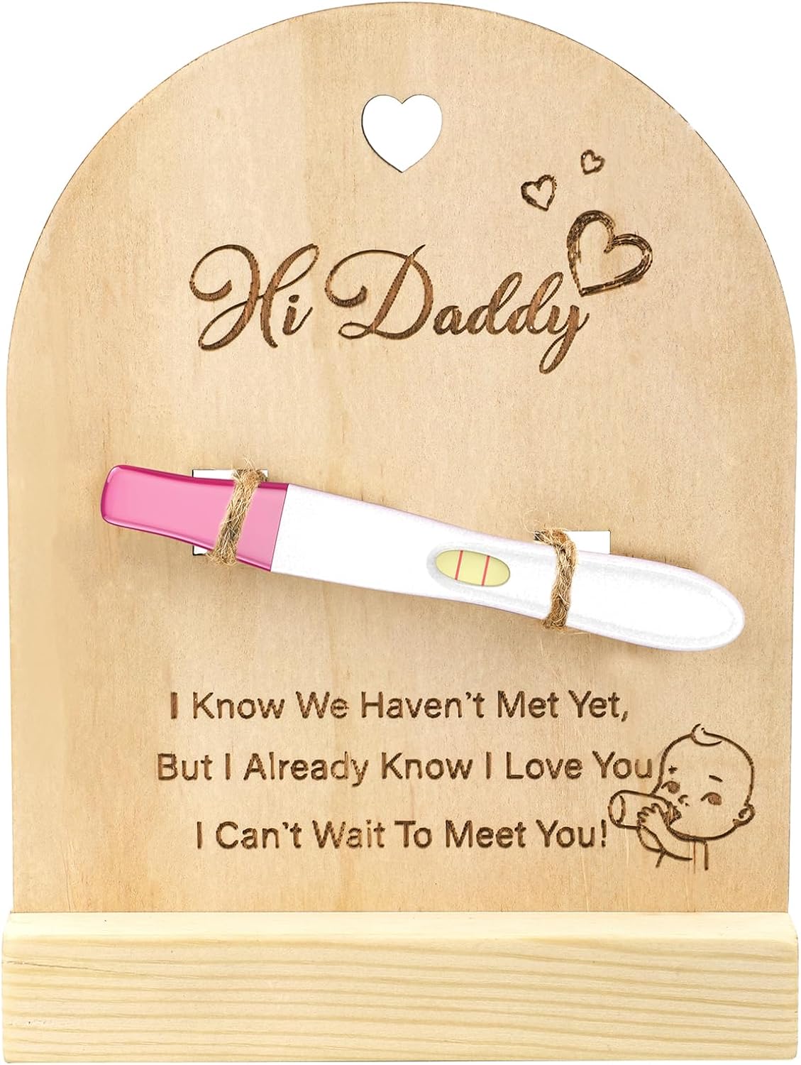 Pregnancy Announcement for Dad, Hi Daddy Wooden Pregnancy Test Keepsake ...