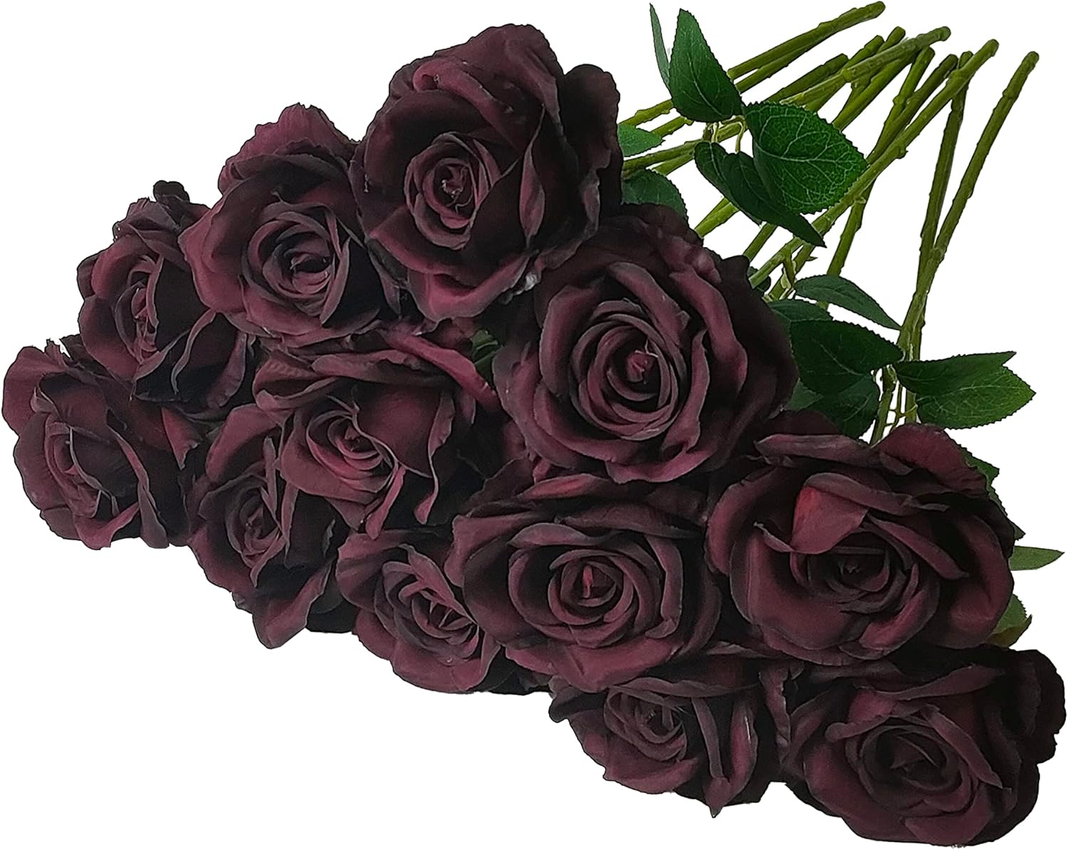 Burgundy Roses Artificial Flowers, 12 Pcs burgundy Artificial Flowers ...