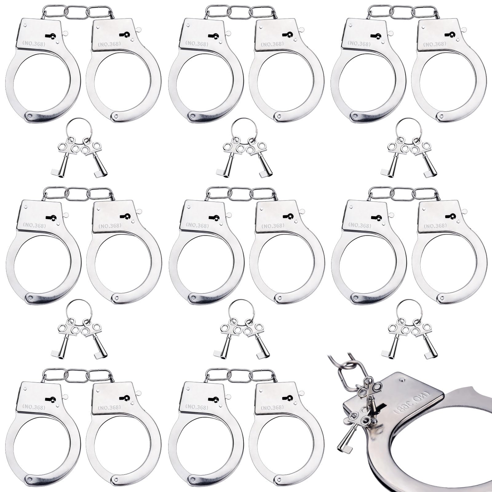 Amazon.com: HFYHWT Toy Handcuffs with Keys, 8 Packs Metal Handcuffs ...