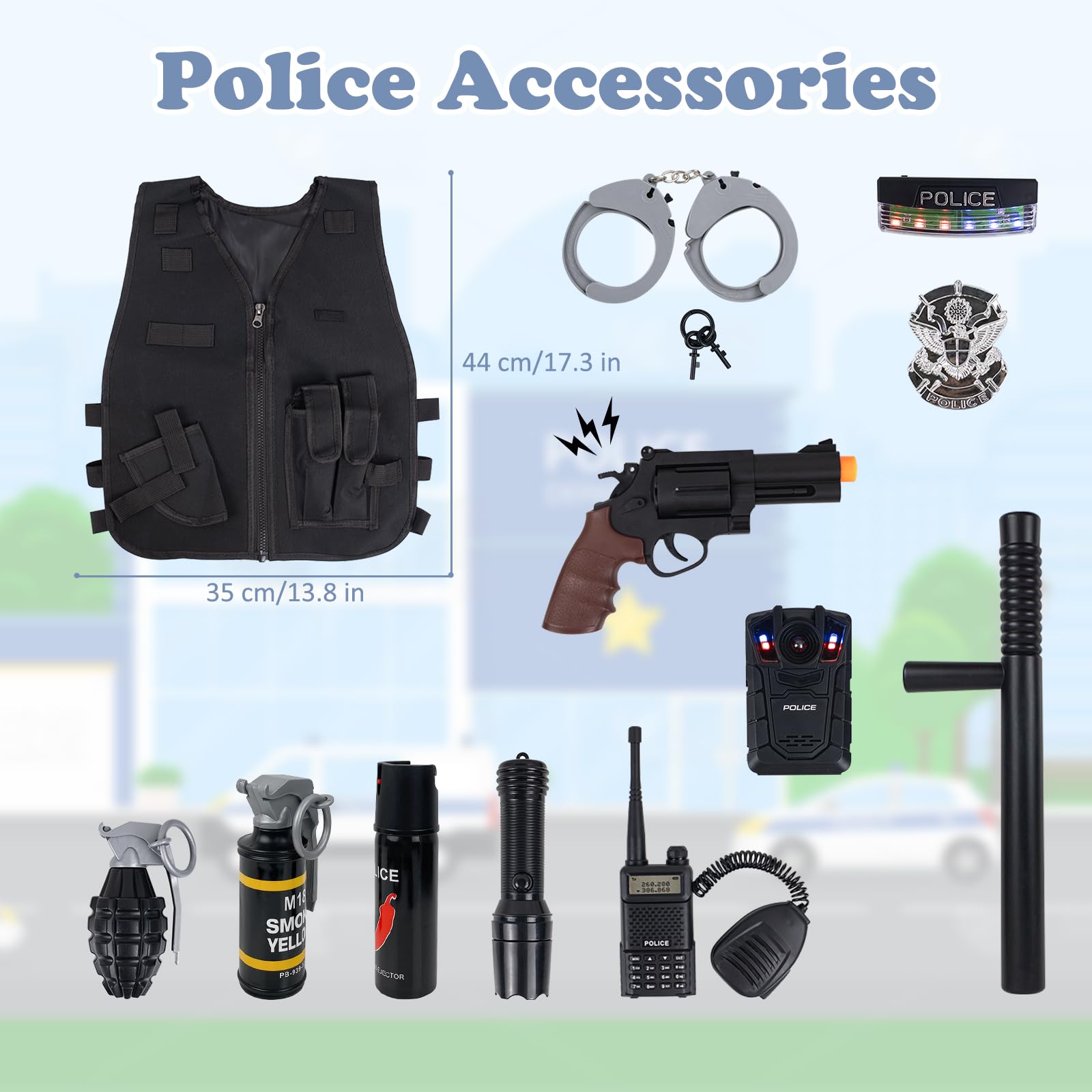 Snapklik.com : KalaDuck Police Costume For Kids, Pretend Play Police ...