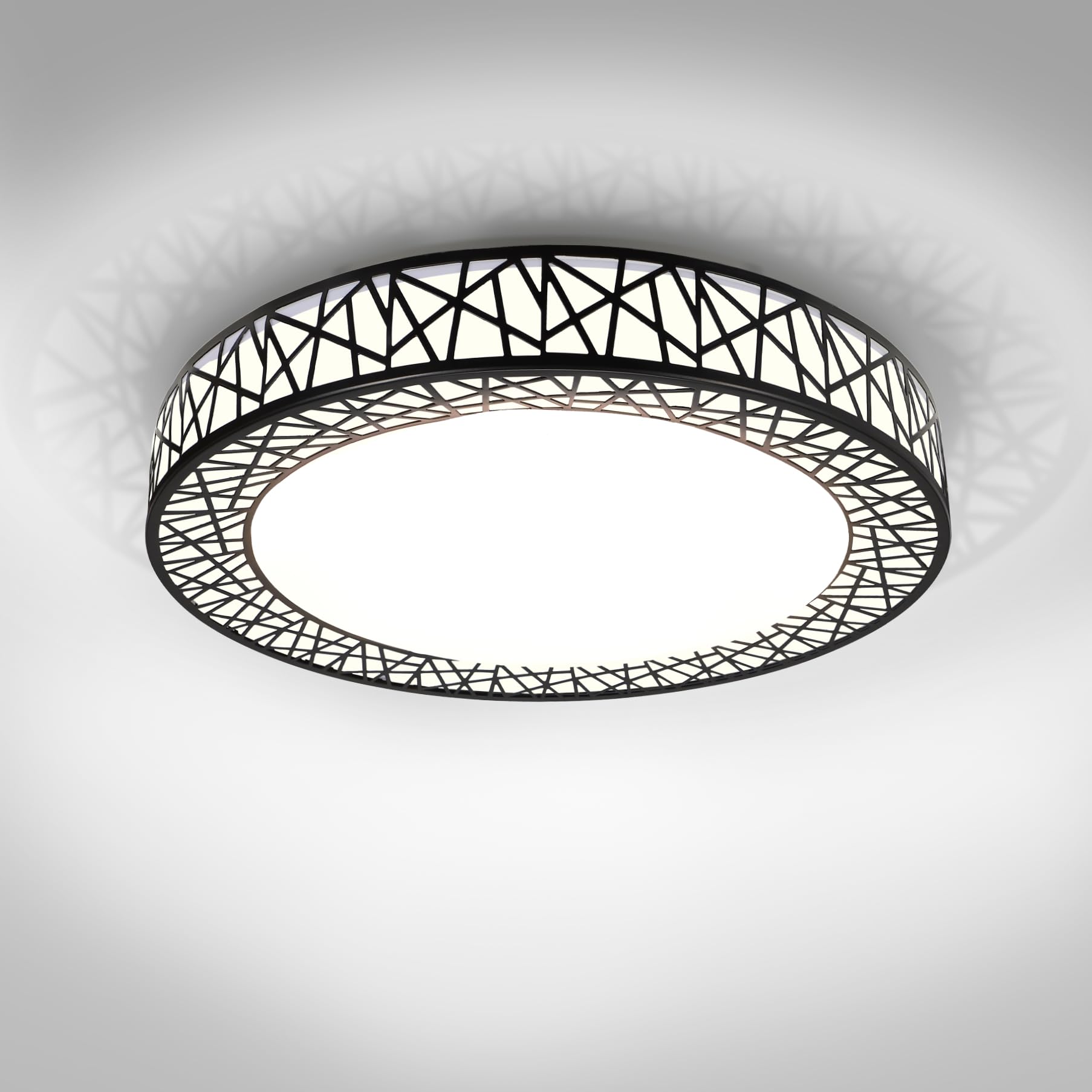 ASD 18 Inch LED Flush Mount Ceiling Light Fixture - Modern Black Close ...