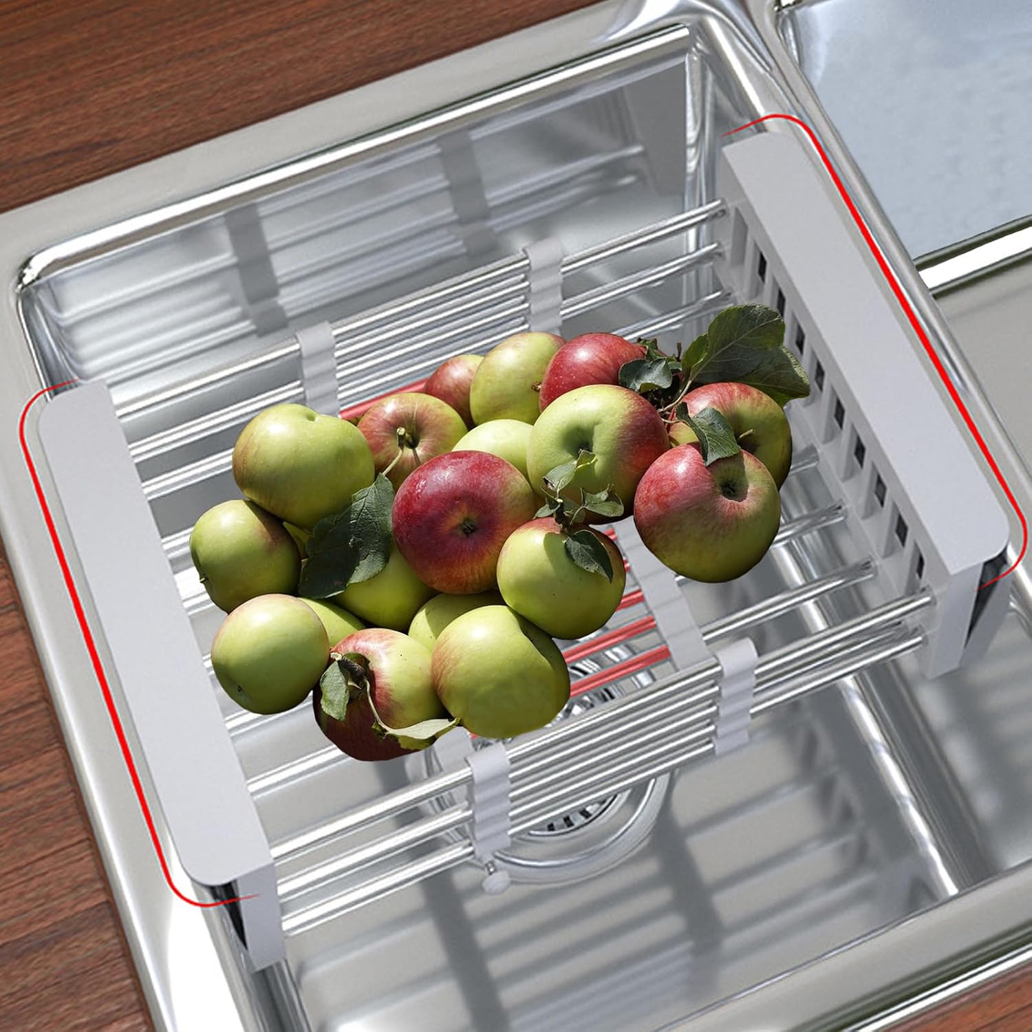 Amazon.com: Dish Drying Rack, Adjustable Stainless Steel Drainer Basket ...