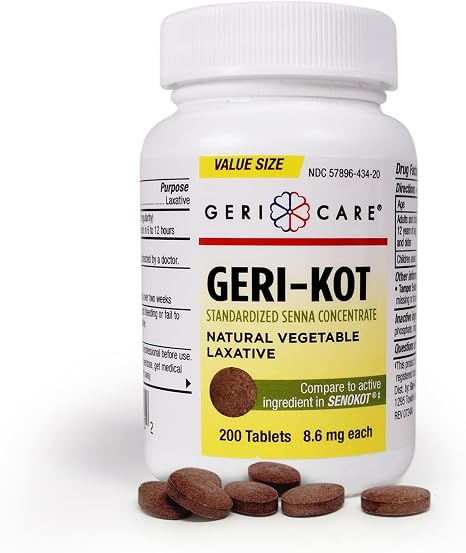 Amazon.com: Geri-KOT Senna Laxative & Stool Softener Tablets, 200ct ...