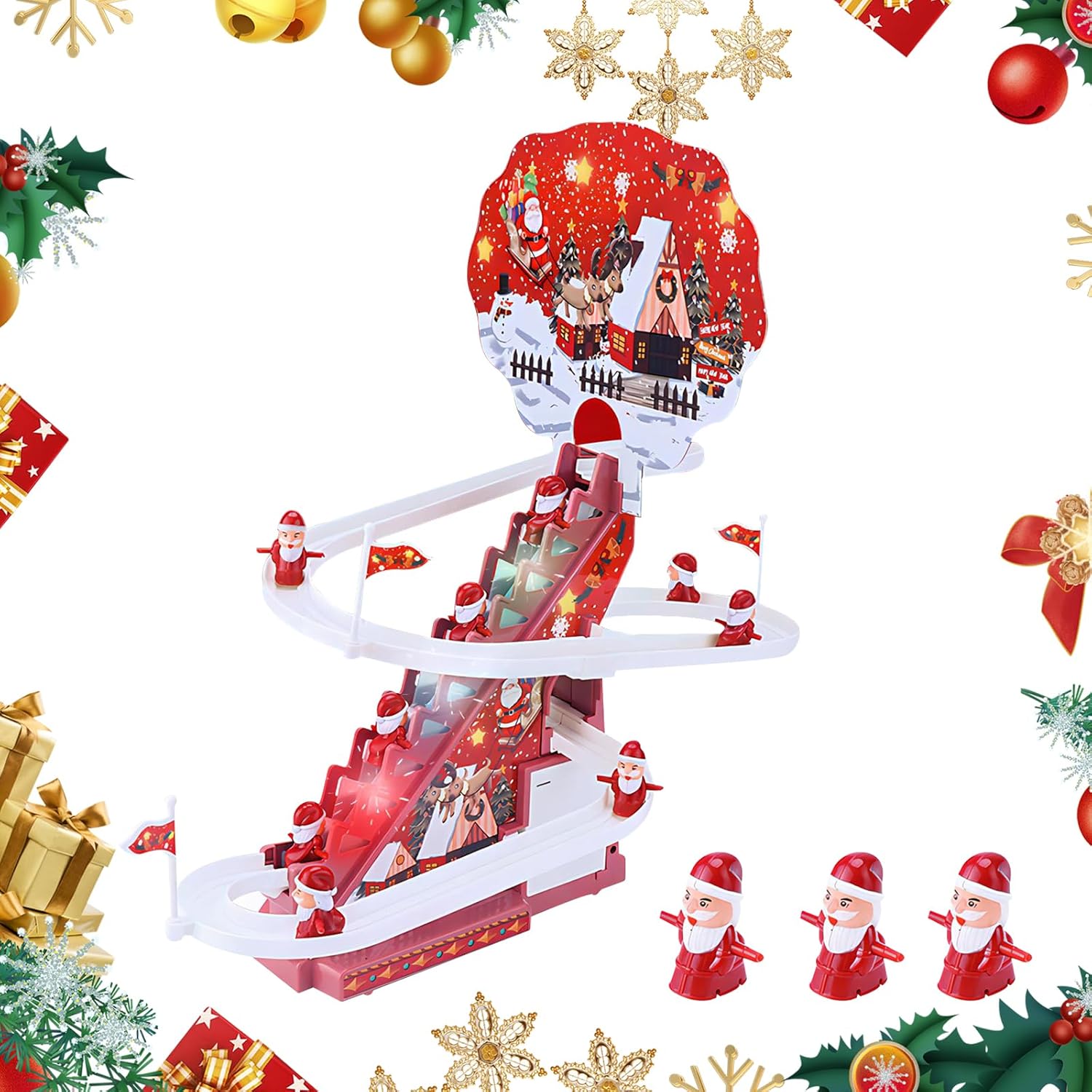 Santa Claus Climbing Stairs Toy with Music and Lights, Interactive for ...