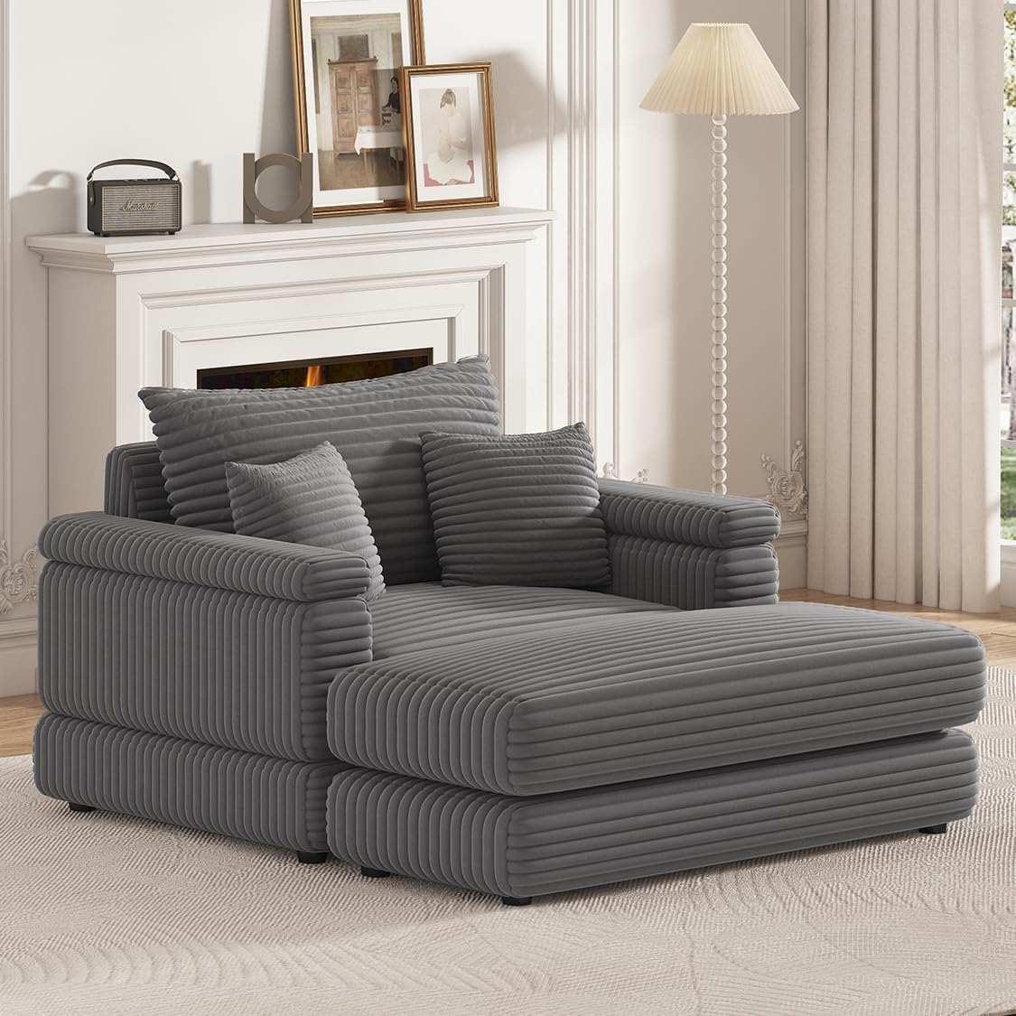 Amazon.com: Meesifeel Corduroy Sofa Couch with Ottoman,43.3 Inch ...