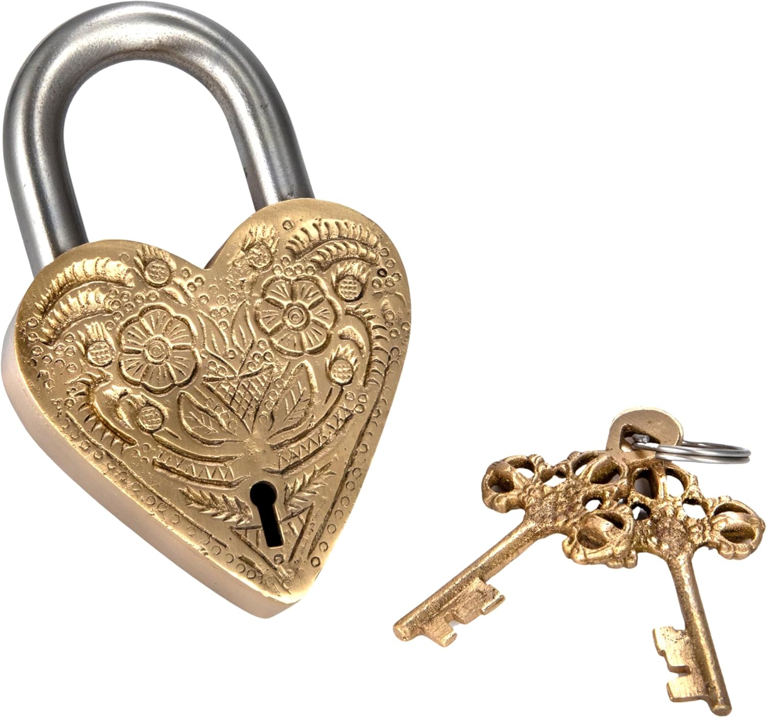 Amazon.com: Creative Co-Op Stainless Steel Heart Shaped Lock with ...