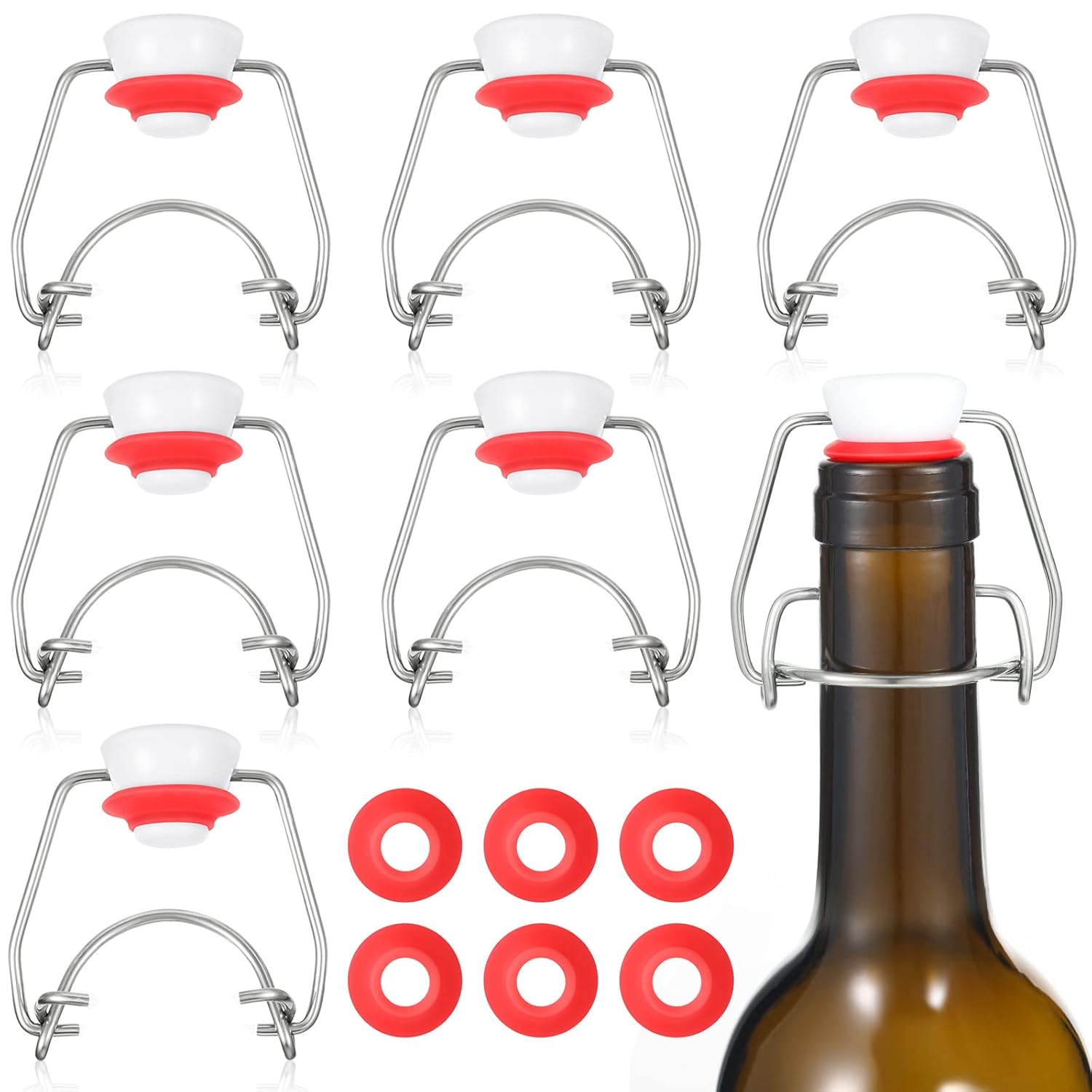 Meanplan 6 Pcs Flip Top Bottle Replacement Caps with 6 Sealing Silicone ...