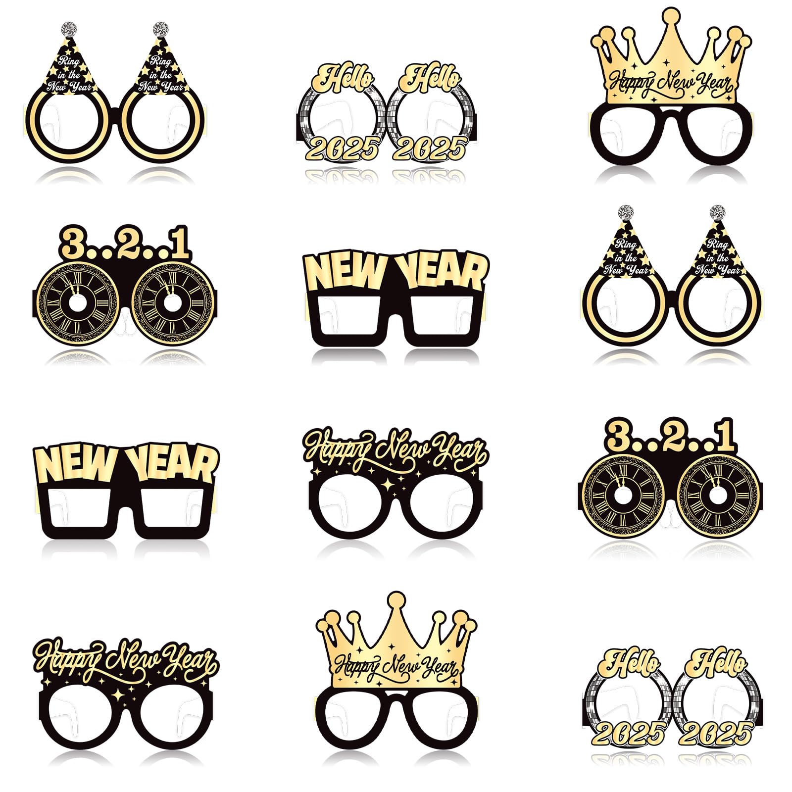 Amazon.com: YQUQWN 12 PCS Happy New Year Glasses New Years Eve Party ...