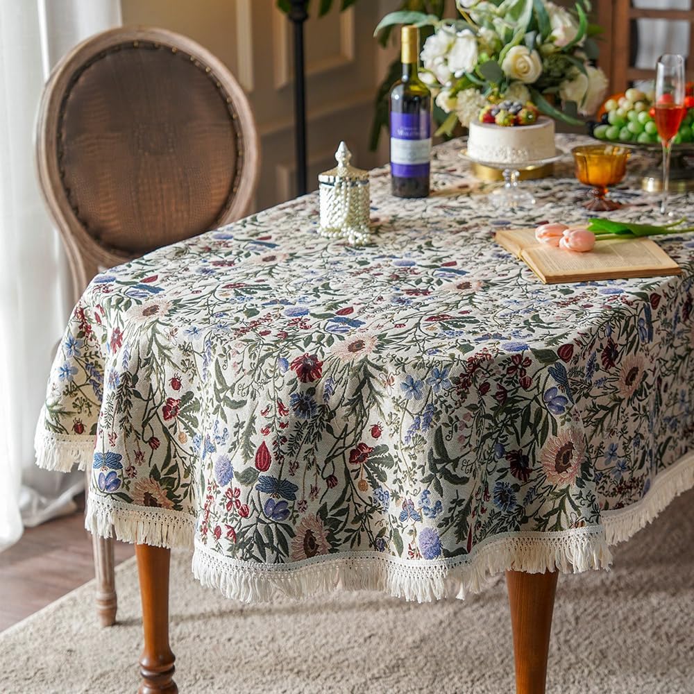 Amazon.com: SUTAVIA French Floral Tablecloth Hand-Made Cotton Fabric ...