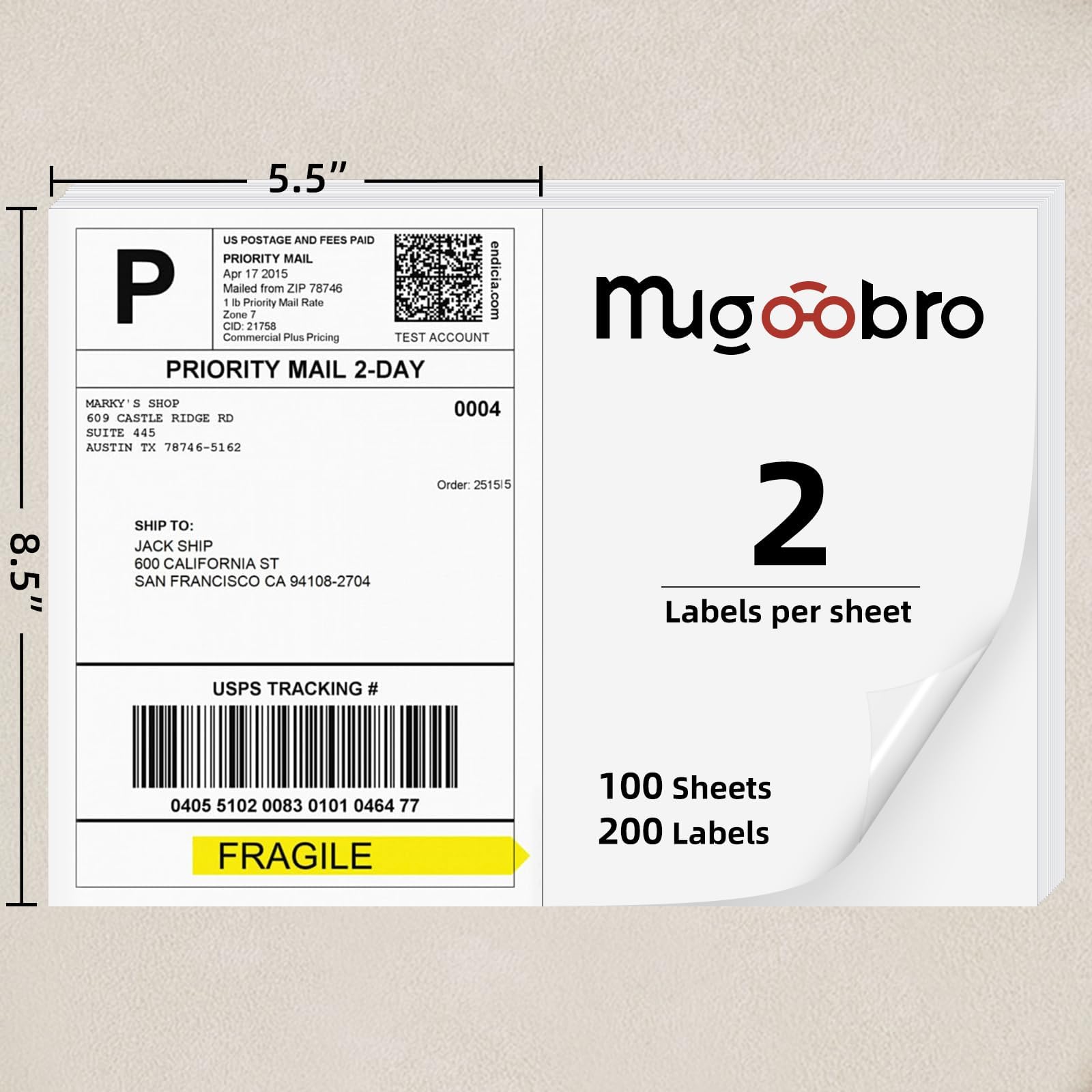 Amazon.com : mugoobro 8.5" x 5.5" Half Sheet Self Adhesive Shipping ...