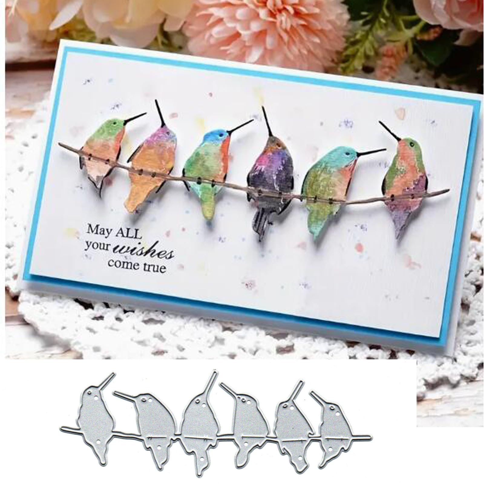 Amazon.com : Row of Singing Hummingbirds Metal Die Cuts for Card Making ...