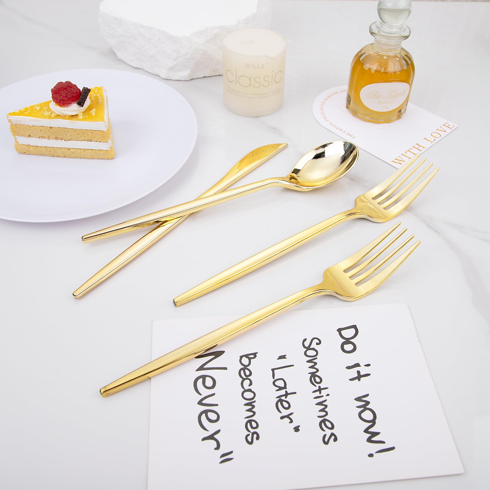 Snapklik.com : PULOTE 150PCS Gold Plastic Silverware Disposable - Heavy ...