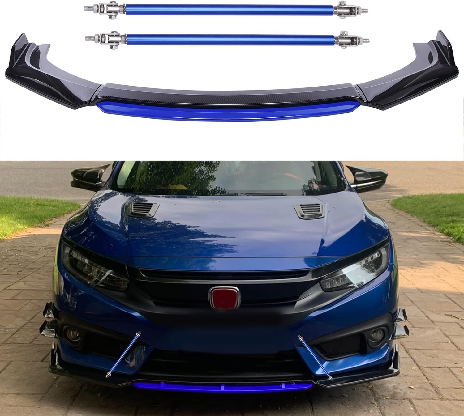 Amazon.com: Universal Front Bumper Lip Body Kit, ABS Front Spoiler ...