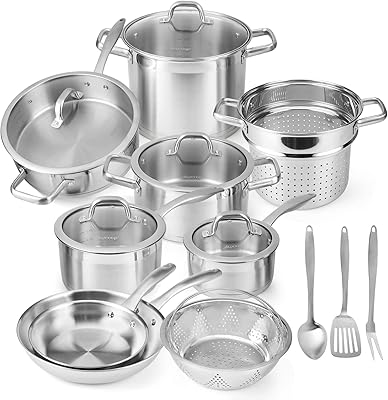 Amazon.com: Caraway Stainless Steel Cookware Set (4 Piece) - 5-Ply ...