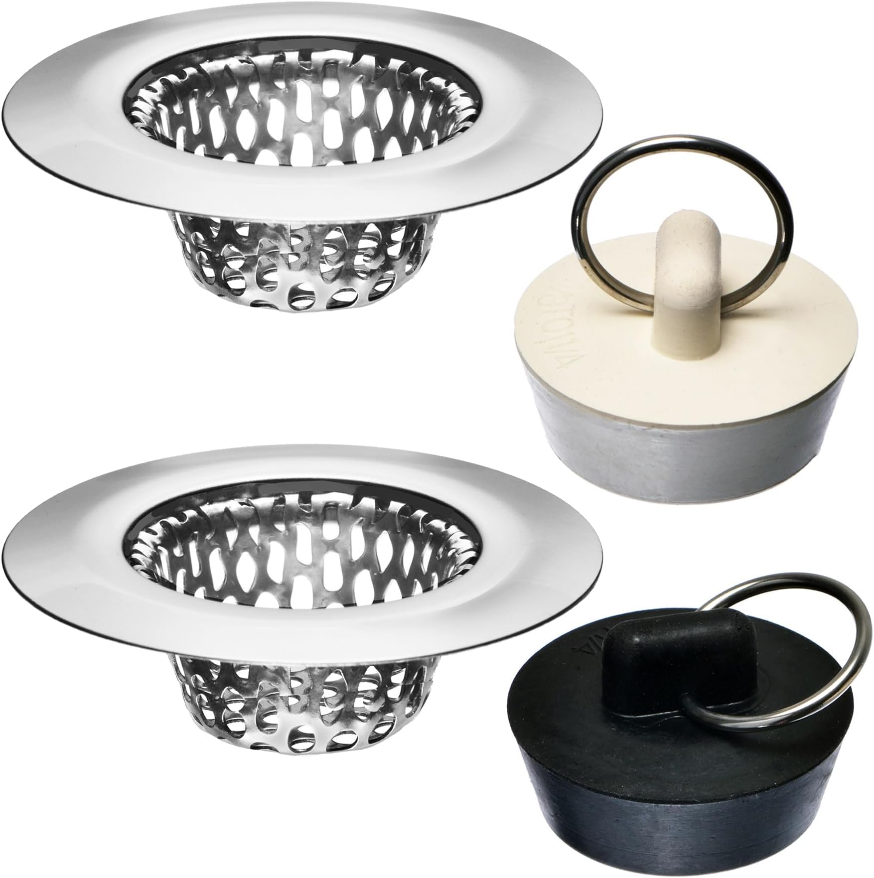 4 Pcs - Bathroom Sink Strainers and Stopper Plug (Use Separately) - 2. ...