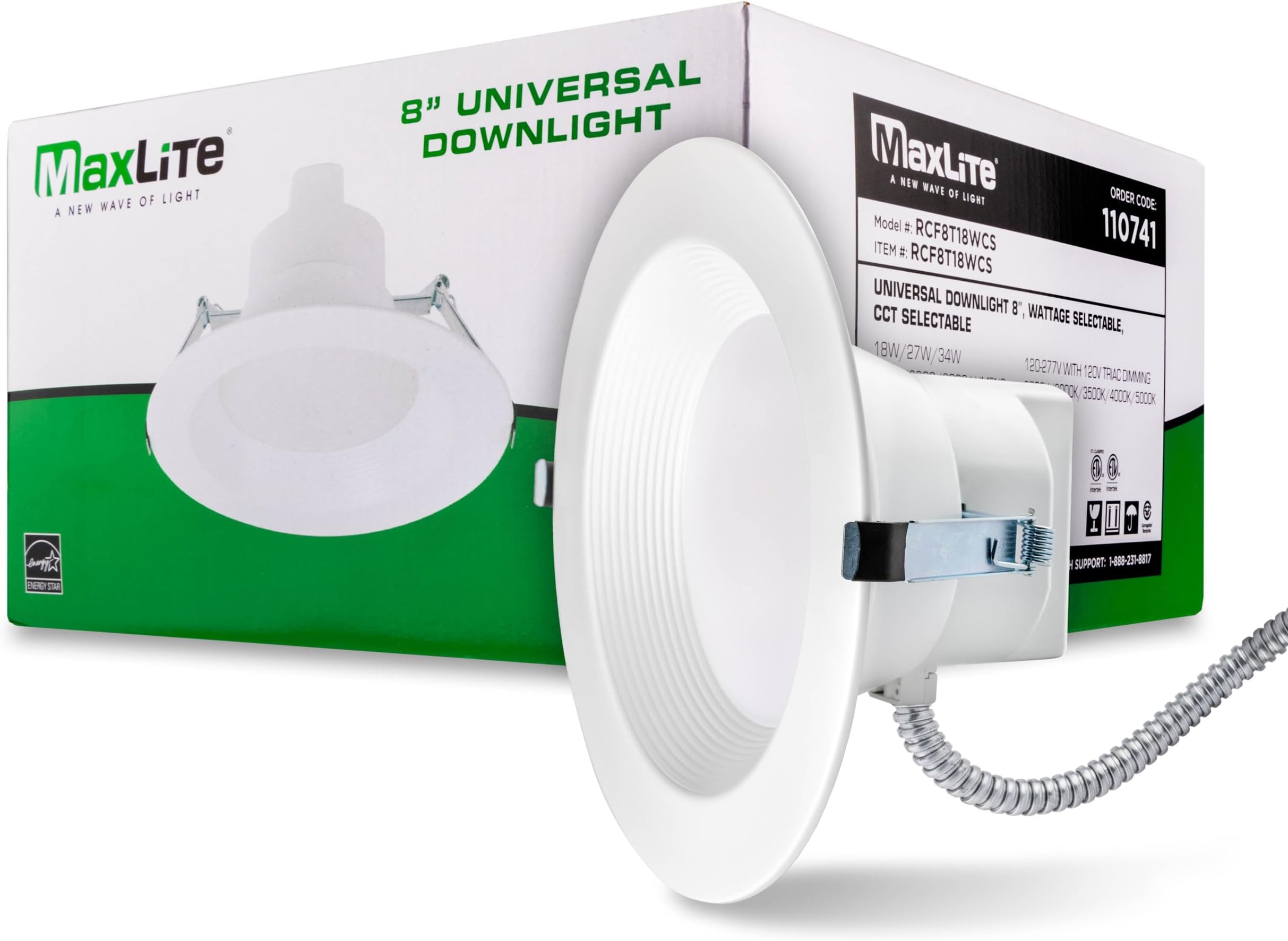 Maxlite RCF8T18WCS Universal Downlight 8 Inch LED Recessed Light ...