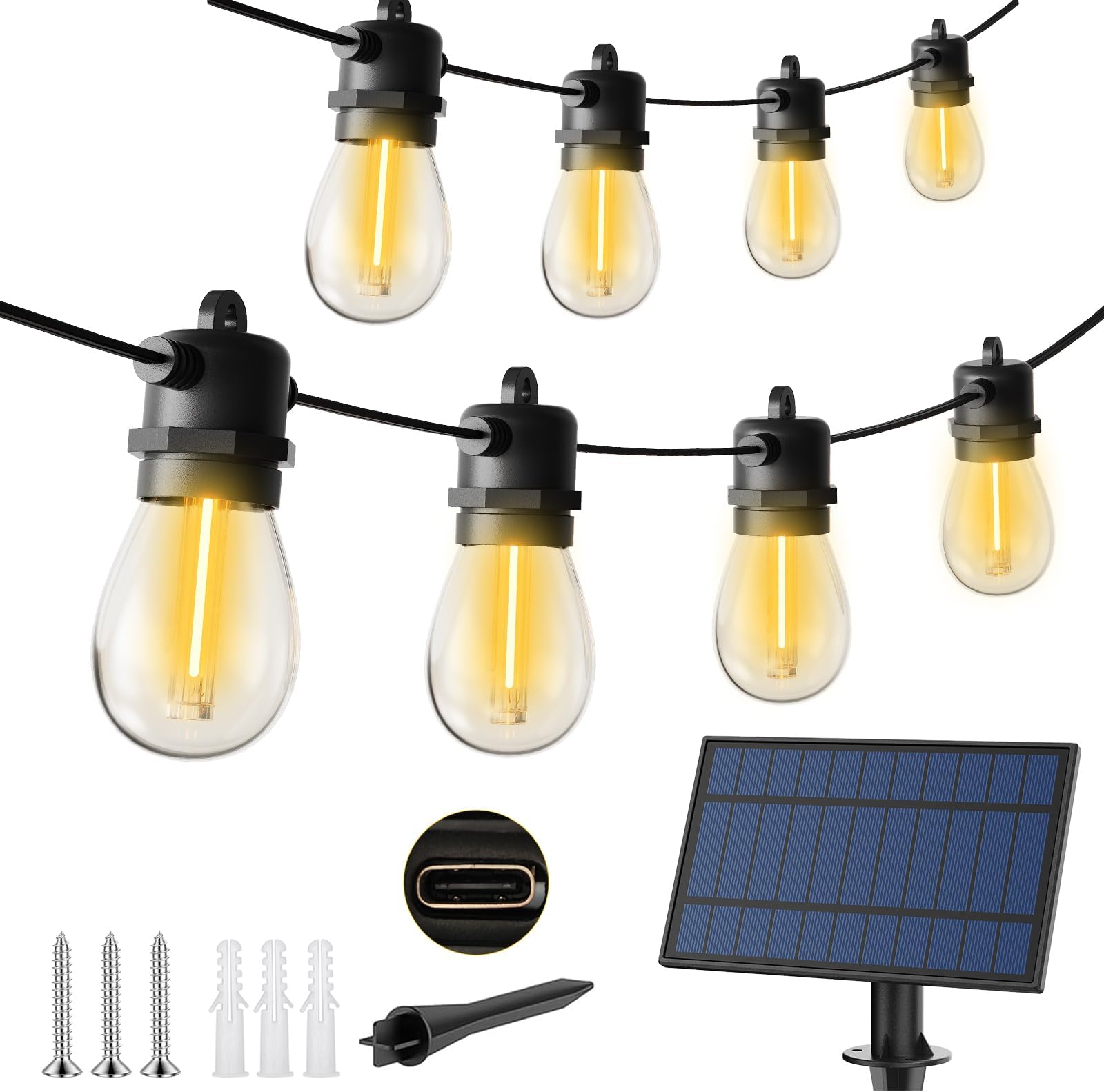 Xmart 30M Solar Lights Outdoor IP65 Waterproof Shatterproof &Auto ON ...