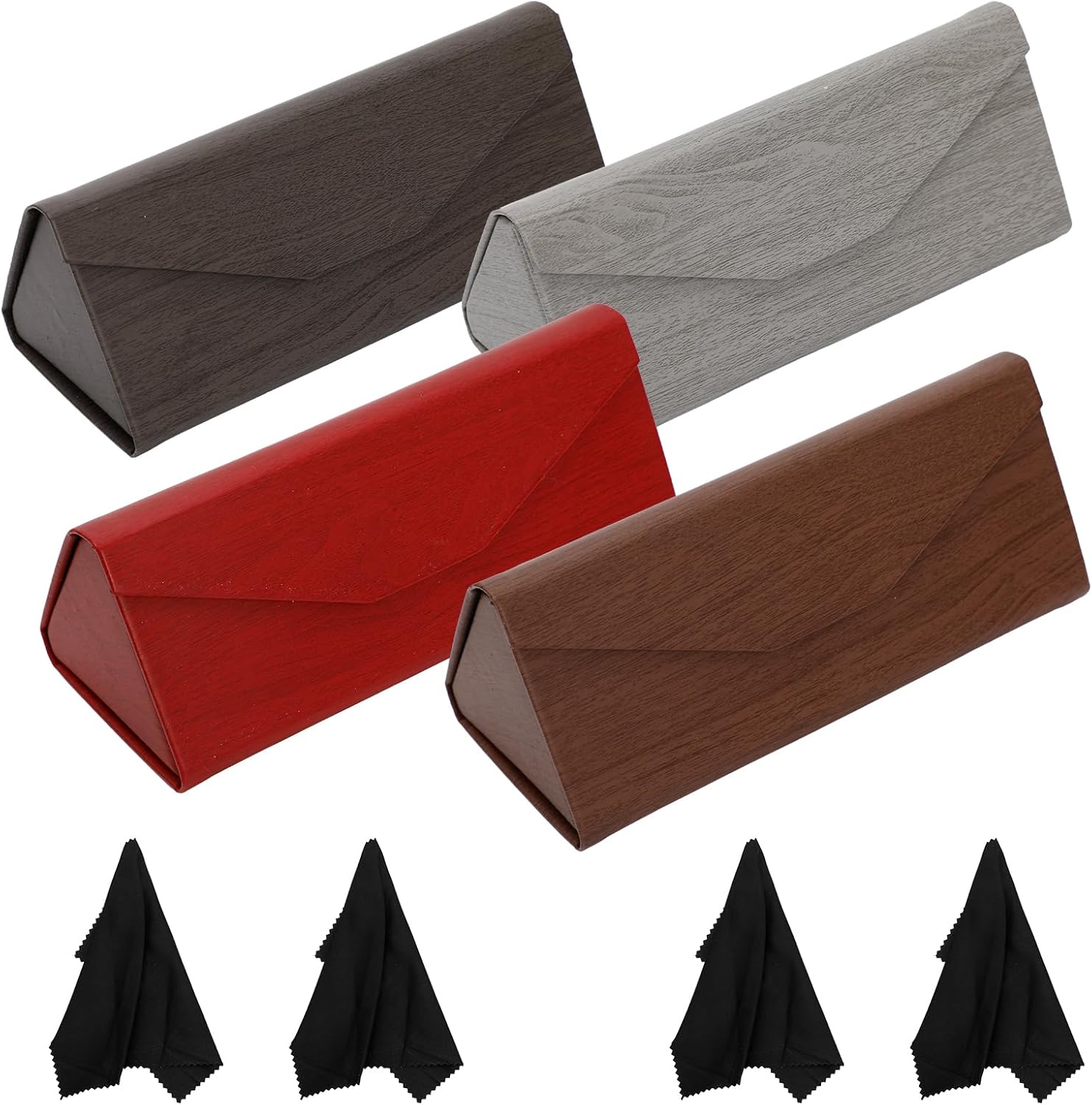 4 Pack Foldable Glasses Case, PU Leather Hard Shell Sunglasses Case ...