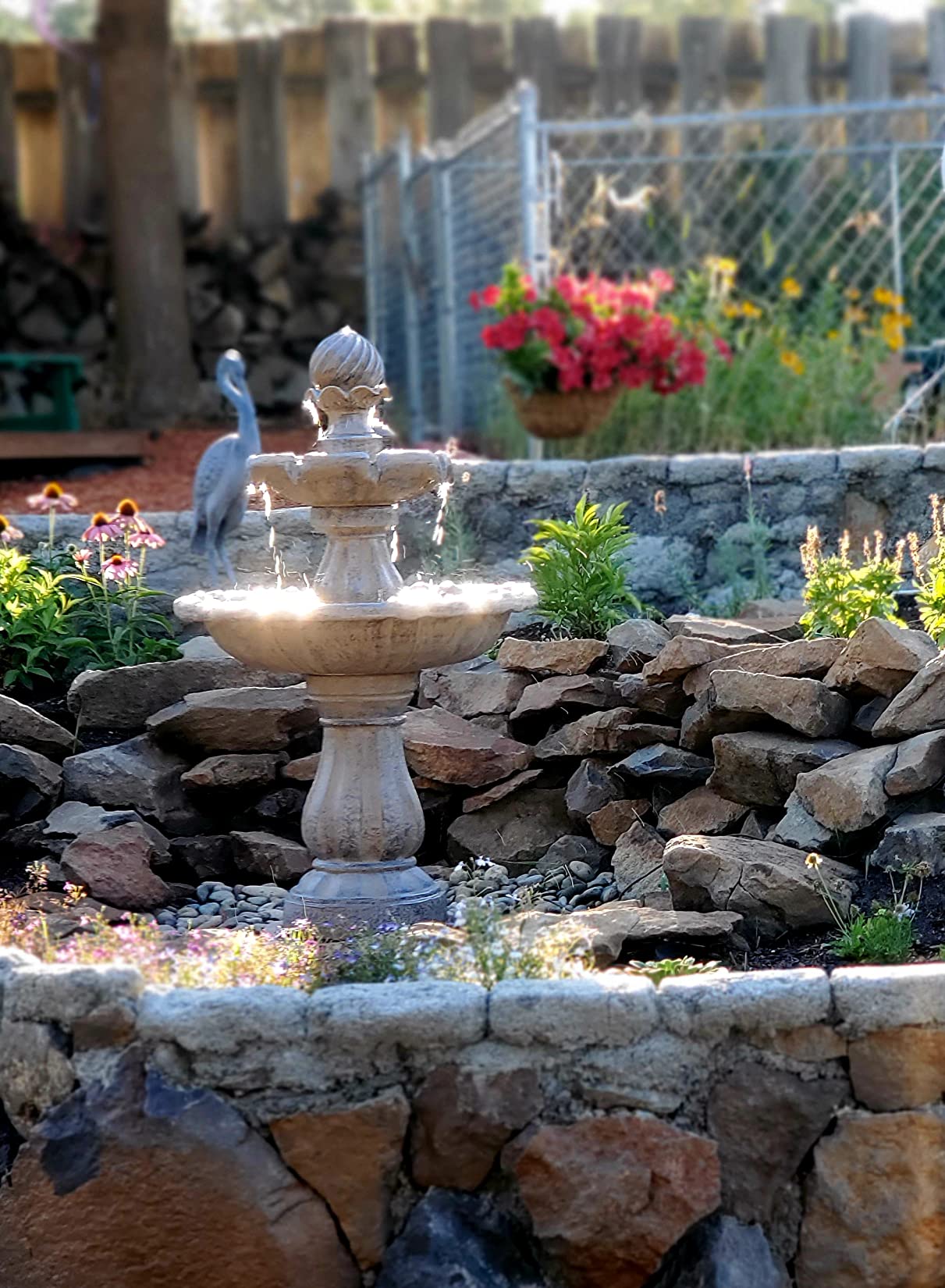 $11/mo - Finance Sunnydaze 2-Tier Solar-Powered Outdoor Water Fountain ...
