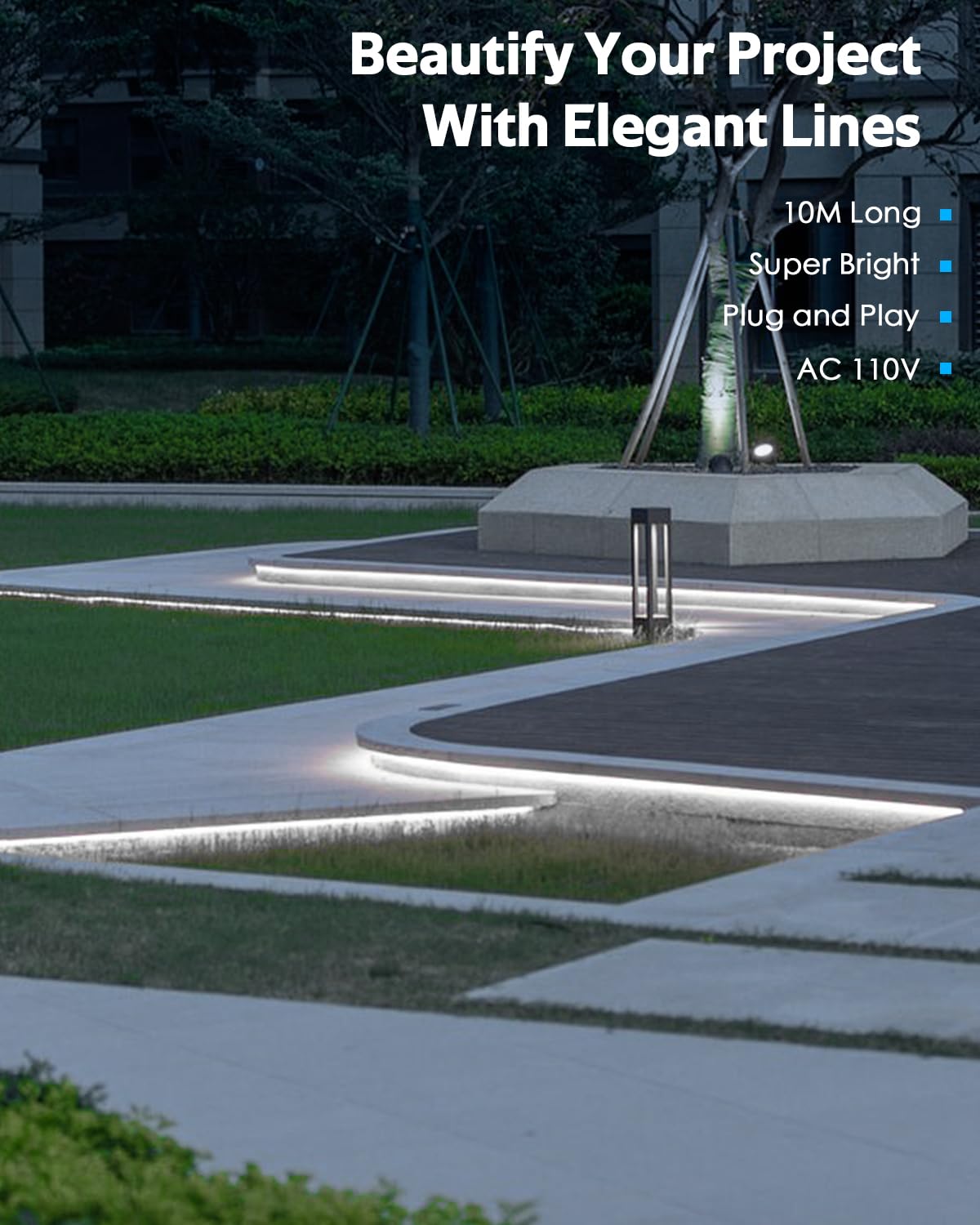 Snapklik.com : 32.8FT Outdoor LED Rope Light Waterproof COB LED Strip ...