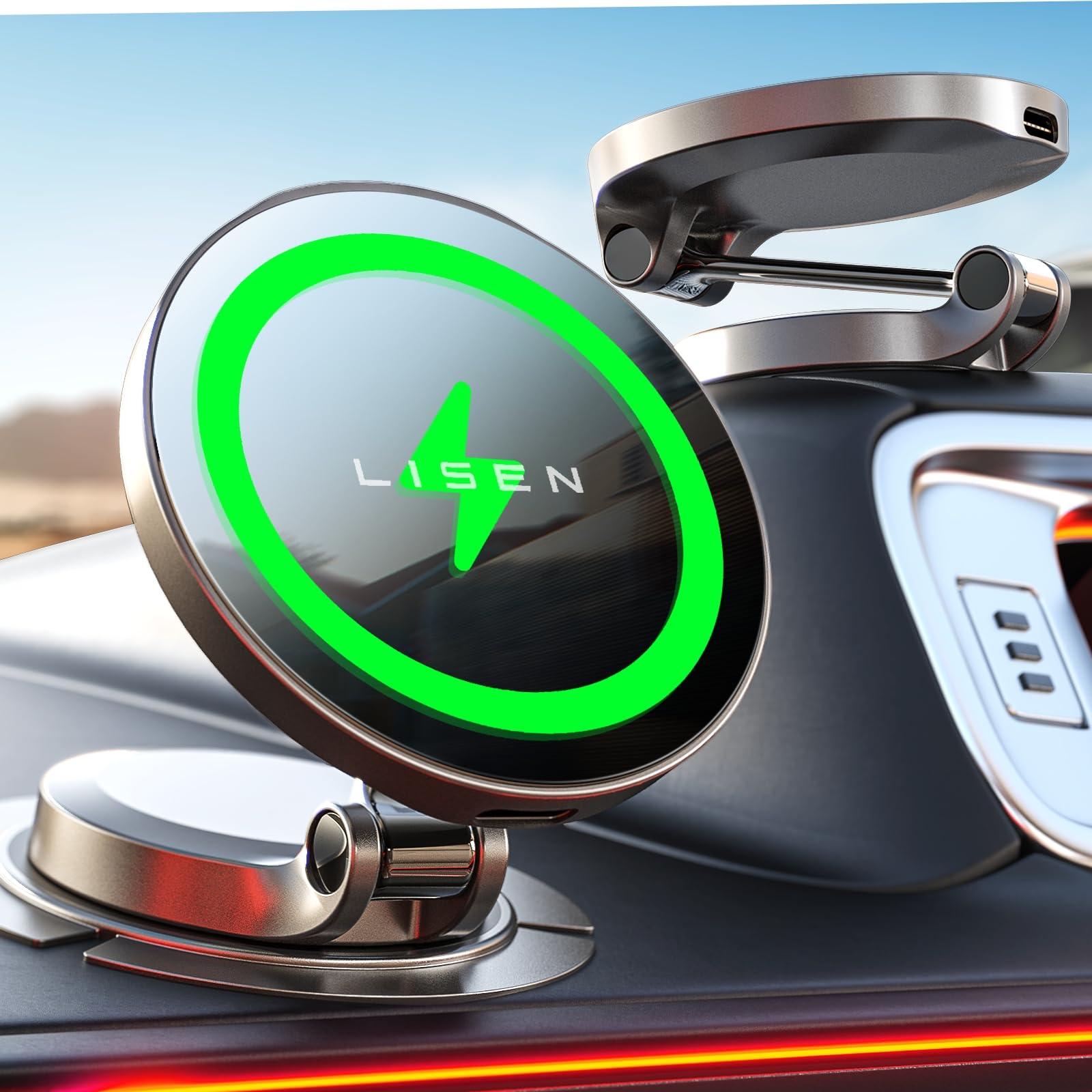 Amazon.com: LISEN for Magsafe Car Mount Charger Dashboard, Qi2 ...