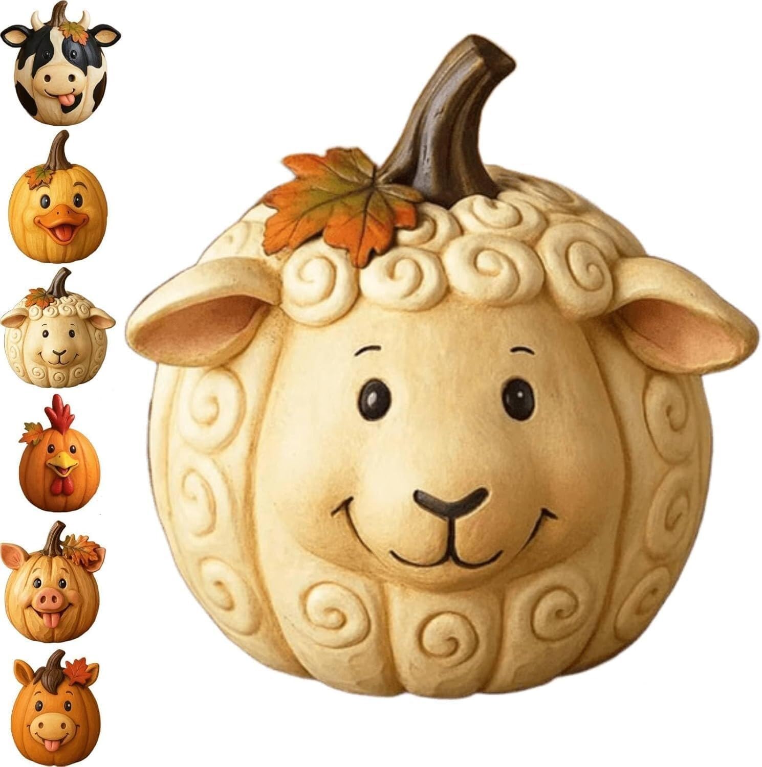 Amazon.com: Farm Animal Pumpkin Figurines, Cute Cow, Duck, Sheep, Pig ...
