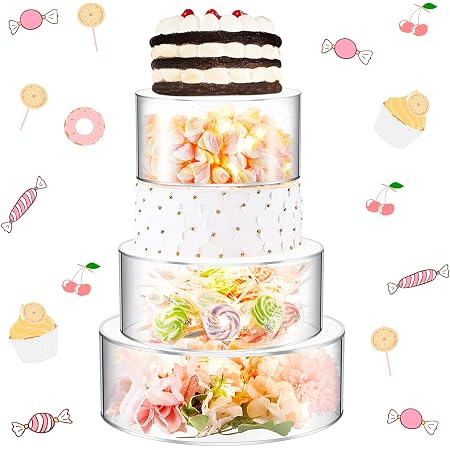 Amazon.com: Sintuff 3 Pcs Acrylic Cake Stand with LED Lights Clear ...