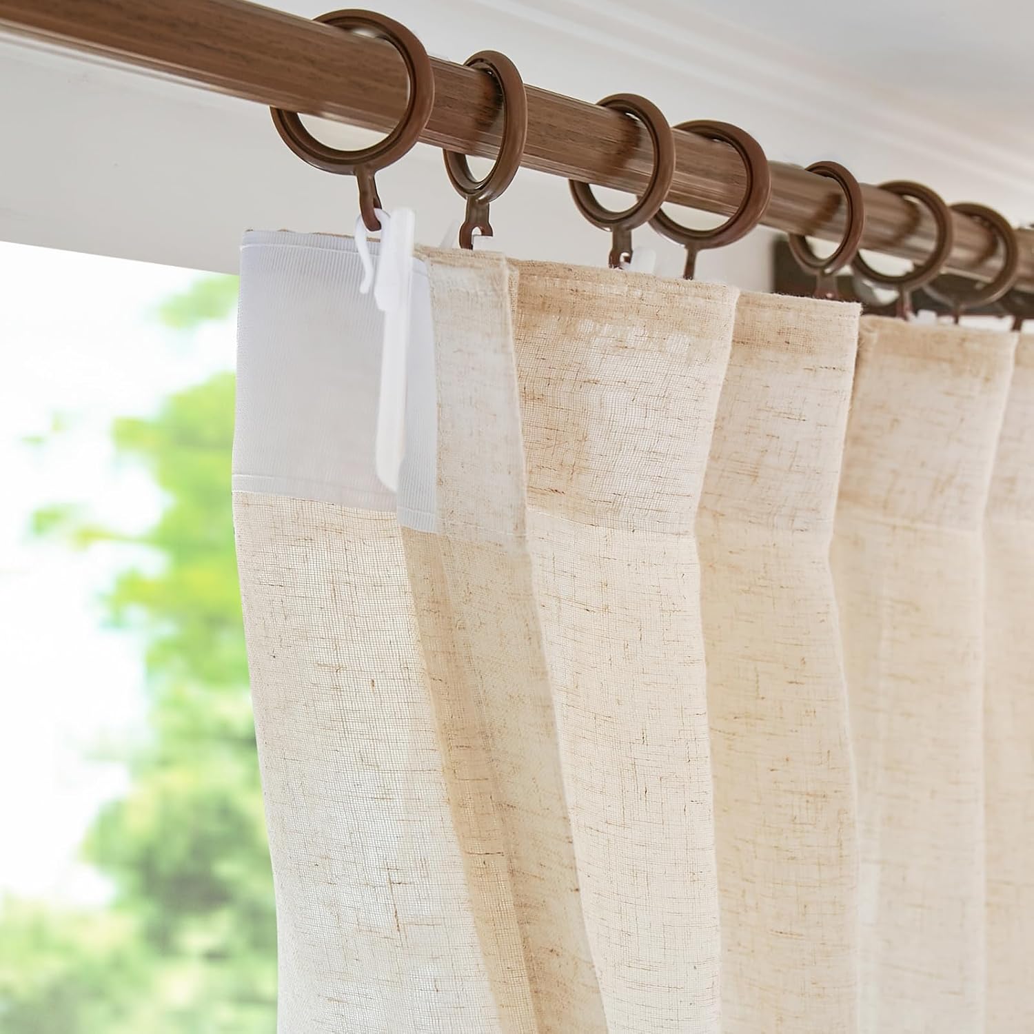 Amazon.com: LANTIME Beige Linen Semi Sheer Curtains 120 inches Long ...
