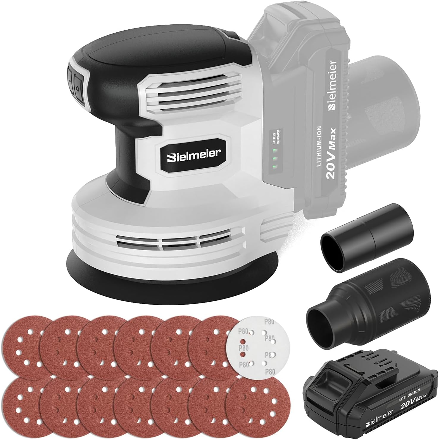 20V Cordless Random Orbital Sander Kit with Vacuum Attachment,2.0Ah ...