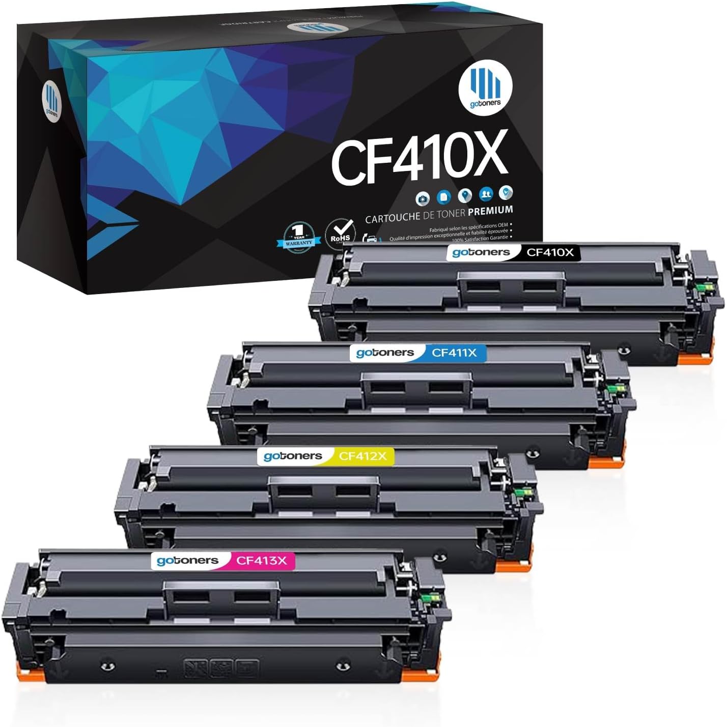 Gotoners 4PK CF410X CF411X CF412X CF413X HP 410X Toner Cartridge for HP ...