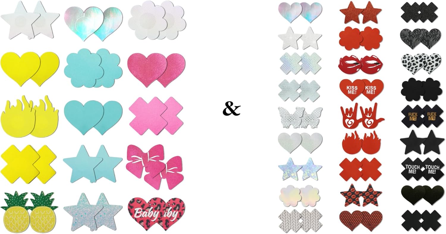 Amazon.com: CICKEE Rave Pasties Glitter Nipple Pasties Pack, 42 Pairs ...