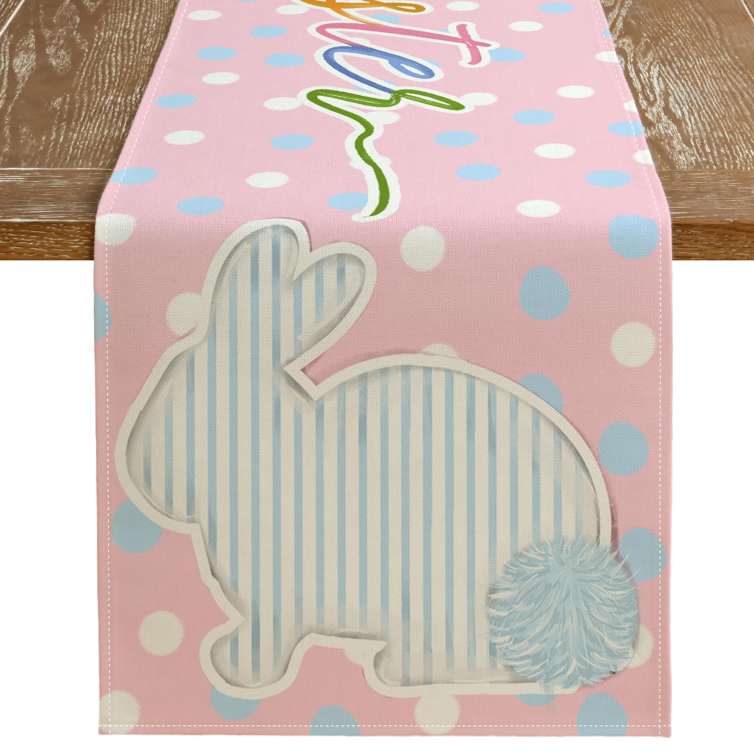 ARKENY Happy Easter Table Runner 13x60 Inches, Bunny Rabbit Spring ...