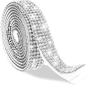 Amazon.com: 3 Yards Adhesive Rhinestone Strips Bling Crystal Rhinestone ...