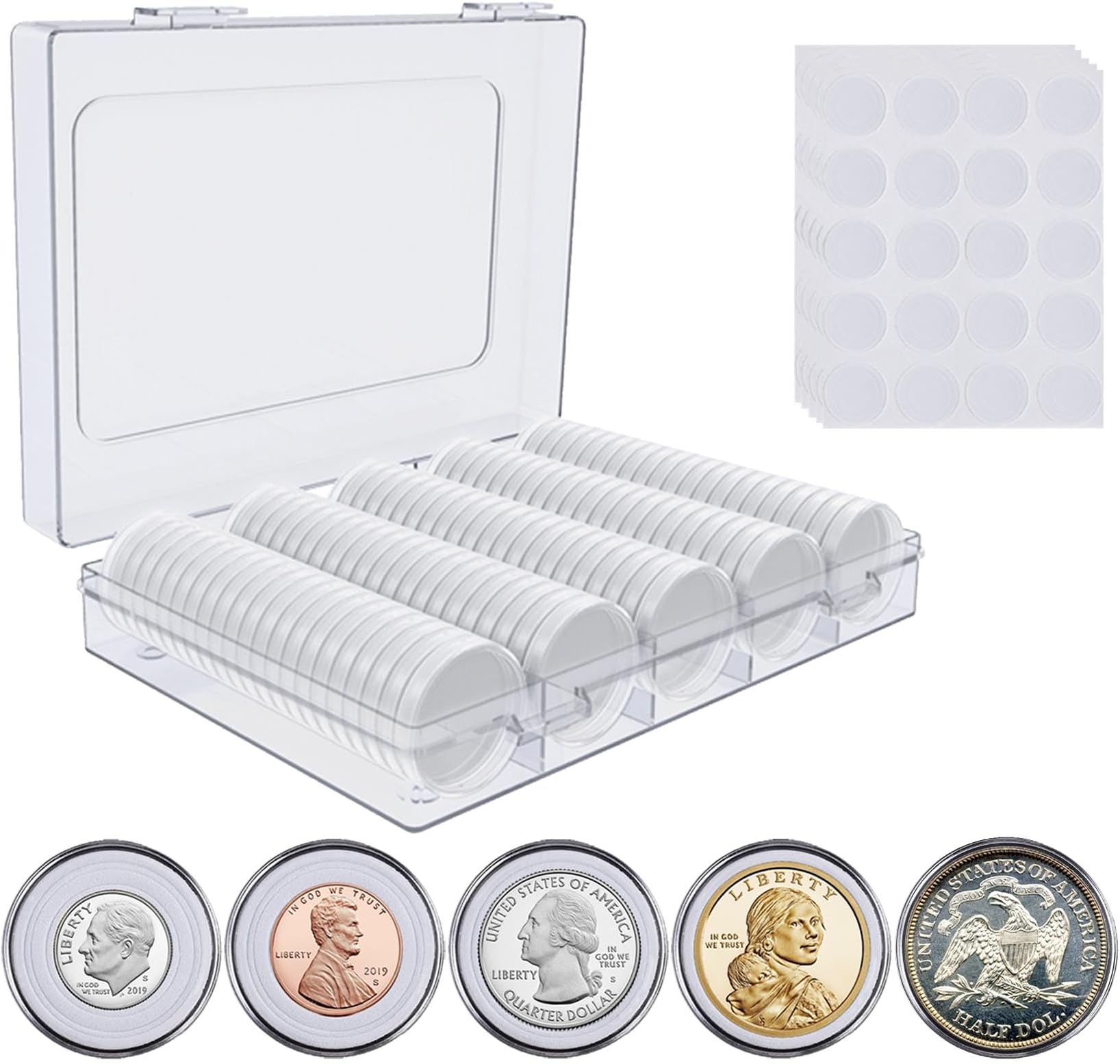 Amazon.com : 20 Pcs Coin Holders for Collectors, Clear Coin Cases with ...
