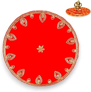 Amazon.com: LOVENSPIRE Red Velvet Pooja Mat Aasan Decorative Cloth for ...