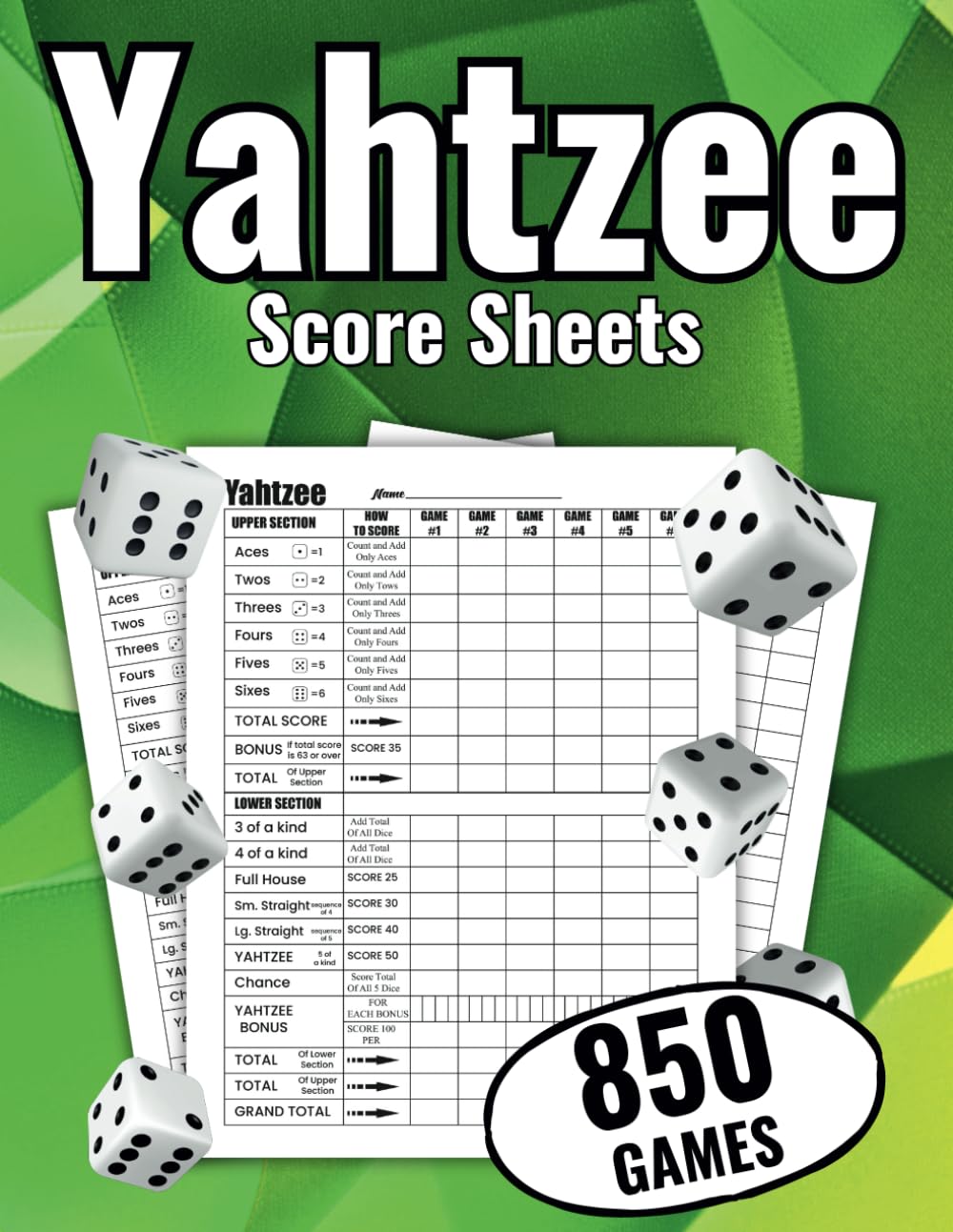 Yahtzee Score Sheets: 850 Large Print Score Games for Scorekeeping ...